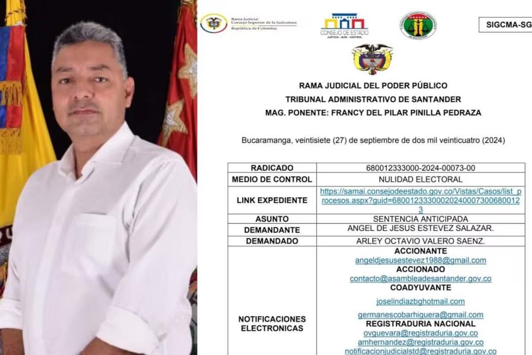 Anulada la credencial del diputado de Santander Arley Octavio Sáenz ...